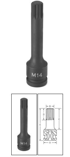 1/2 Drive x M8 Triple Square Driver 4 Length Impact Socket | Grey ...