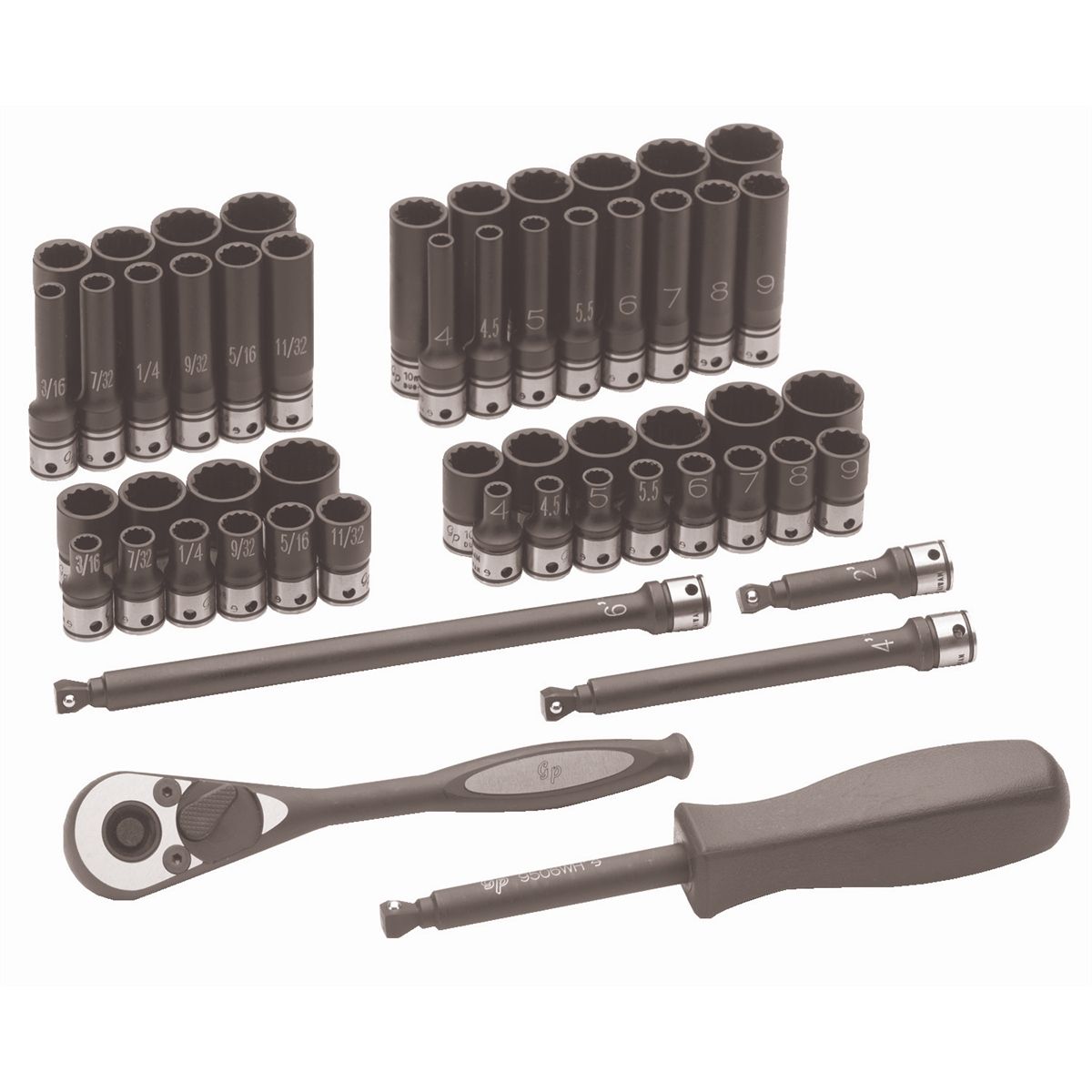 1/4 In Dr 12-Pt Std & Deep Length Fractional & Metric Duo-Socket - Grey ...