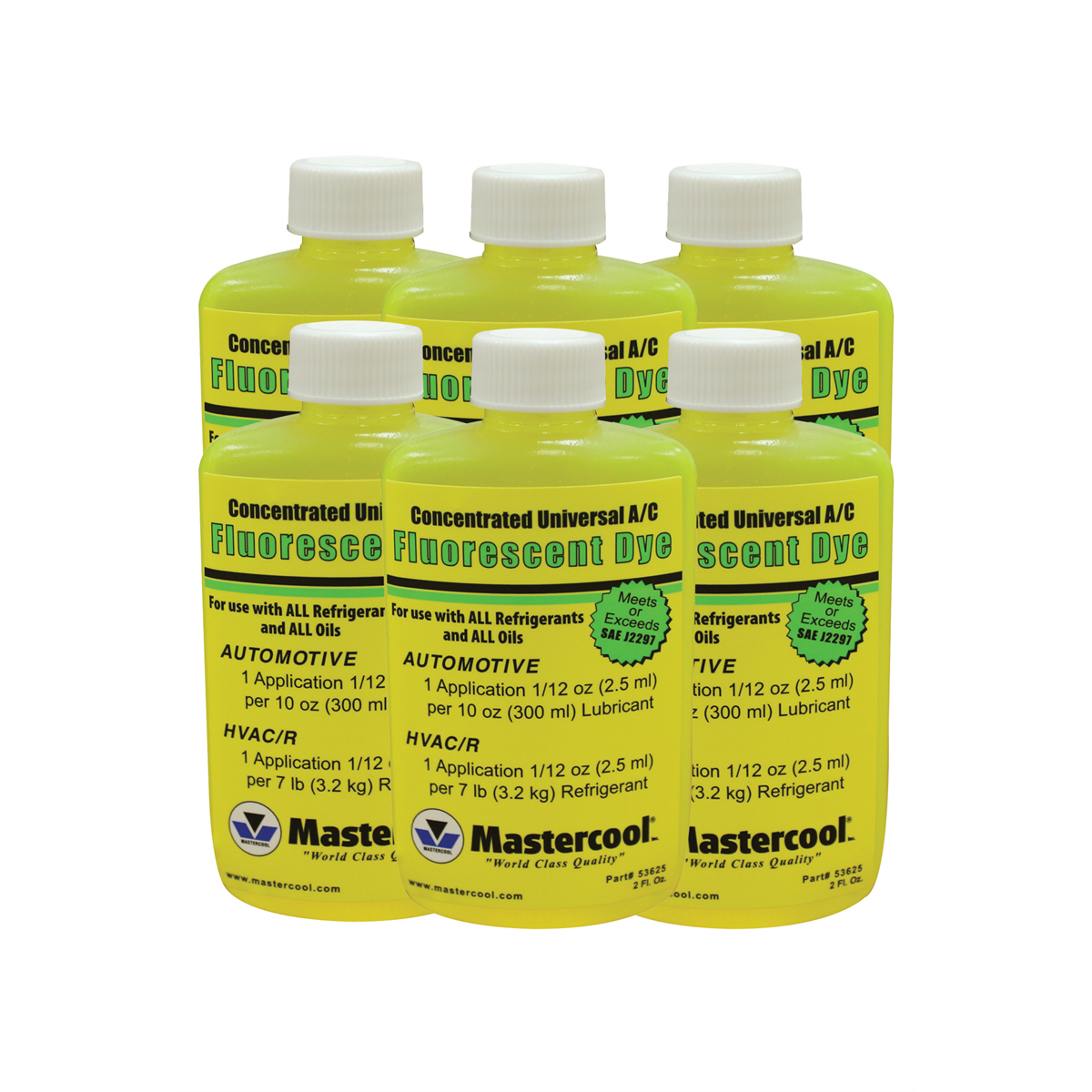 Mastercool 53625-6 6-Pk Ultraviolet Universal Dye 2 Oz Bottle MSC53625-6