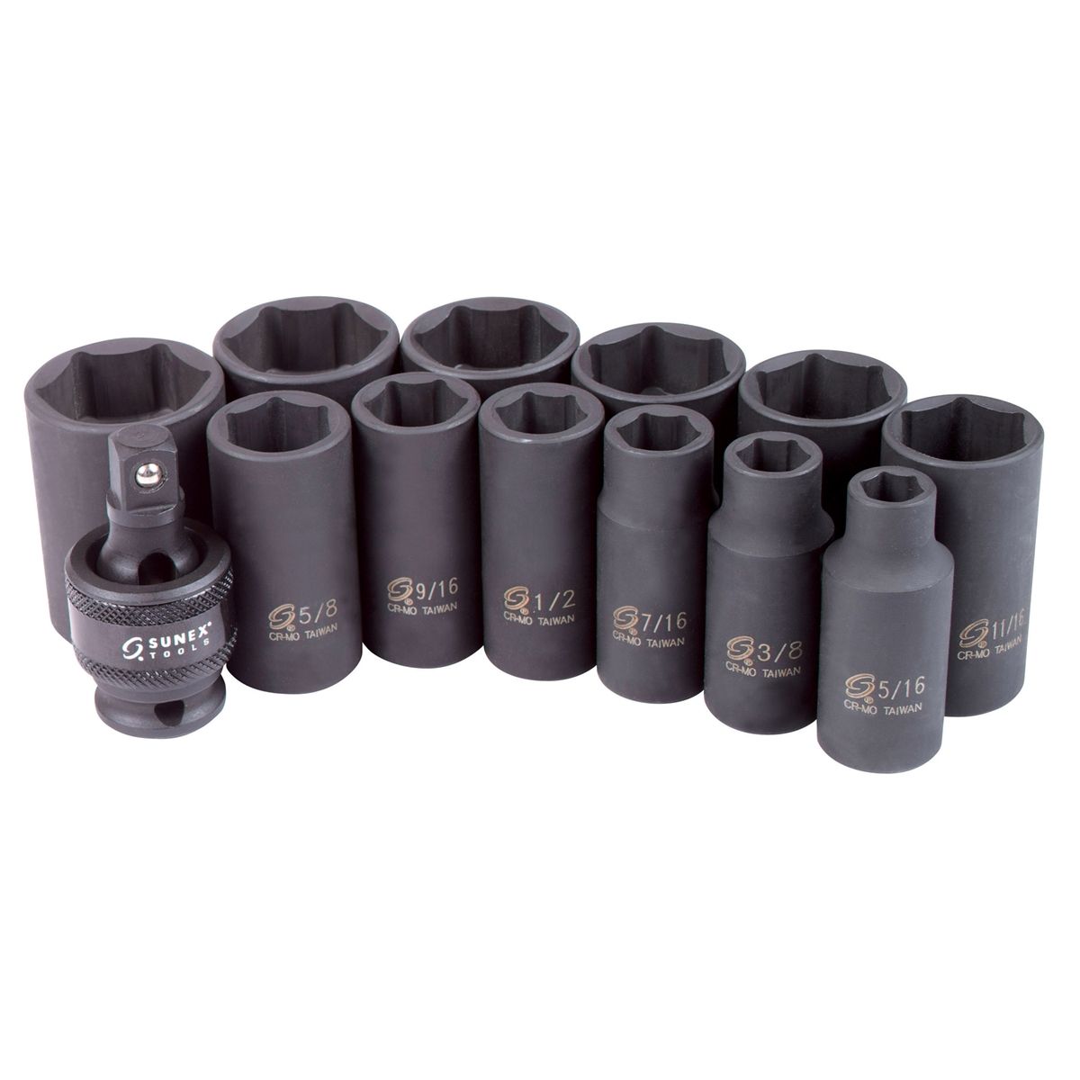 13 Piece 3 8 Drive SAE Mid Depth Impact Socket Set Sunex Tools 3327