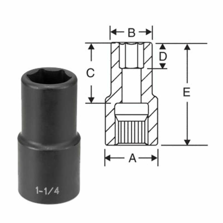 #5 Spline Drive Deep Thin Wall Impact Socket - 1-1/4 In | Grey ...