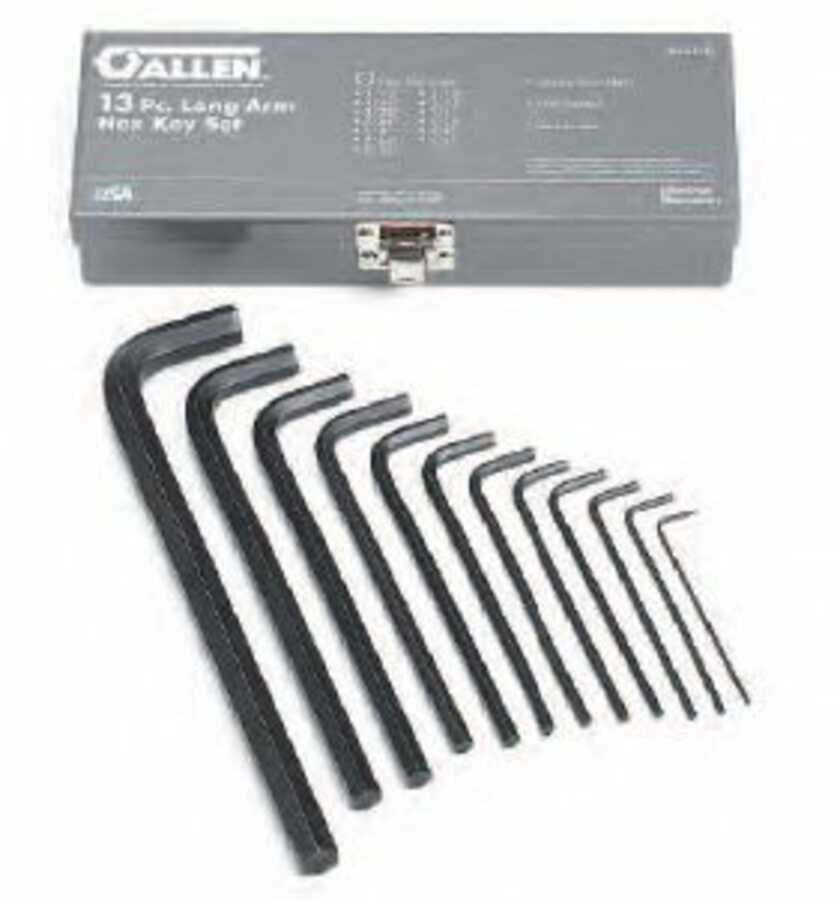 13 Piece Long Arm Hex Key Set w/ Metal Box | KD Tools | 56128