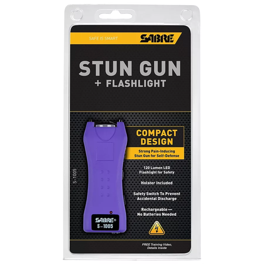 Sabre [S-1005-PR] SABRE Purple Dual Capacitor Stun Gun w Flashlight ...