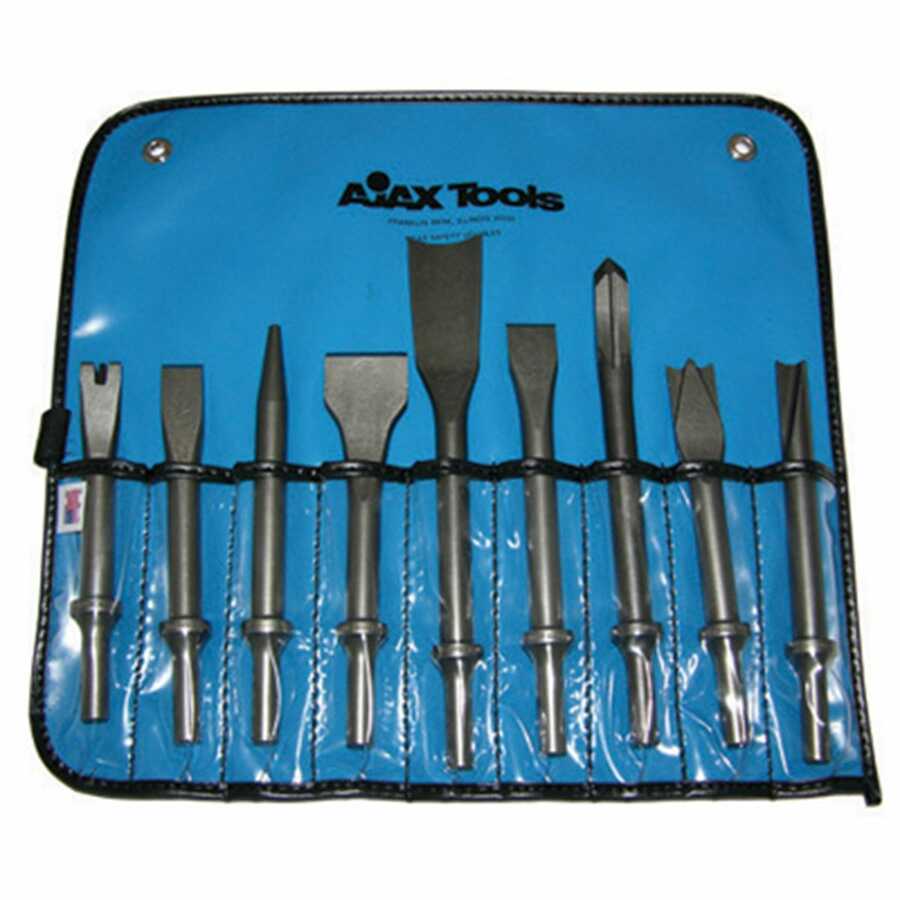 Ajax Tools Air Chisel Set 401 Shank 9 Pc