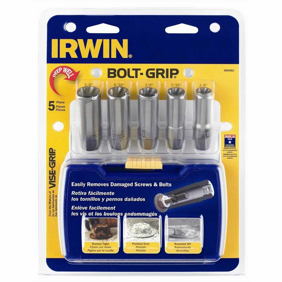 Bolt-Grip Deep Well Bolt Extractor Set - 5-Pc by Hanson