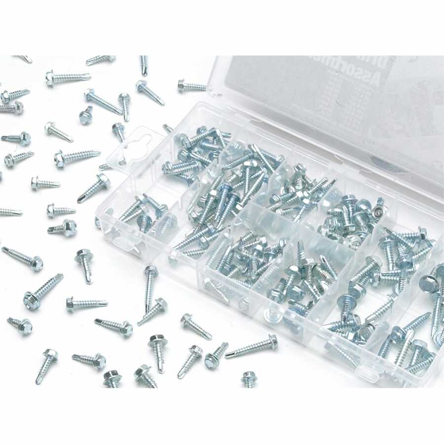 Performance Tool W5220 200 Piece Self Drilling Hex Washer Hardware Kit ...